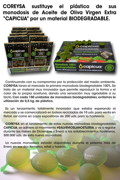 COREYSA sustituye el plástico de sus monodosis de AOVE “CAPICUA” por un ...